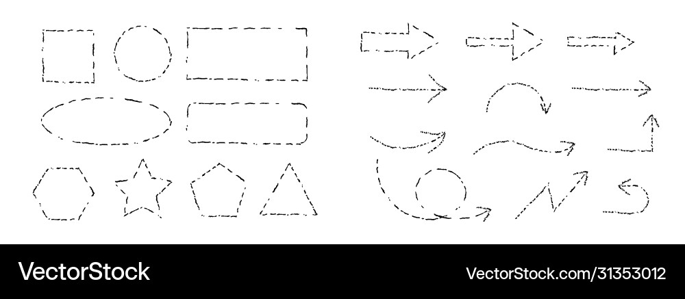 Geometric shapes hand drawing graphic style line Vector Image