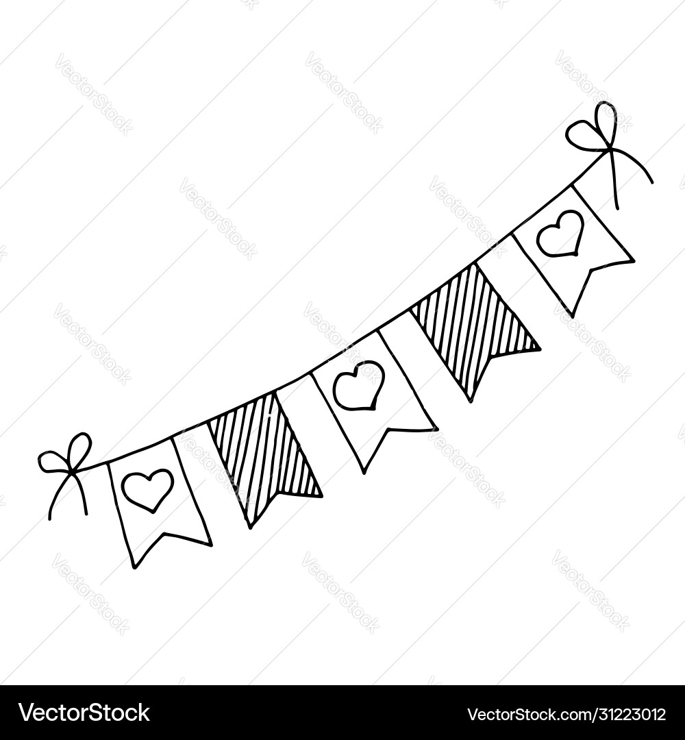 Hand drawn heart on a flag icon isolated Vector Image