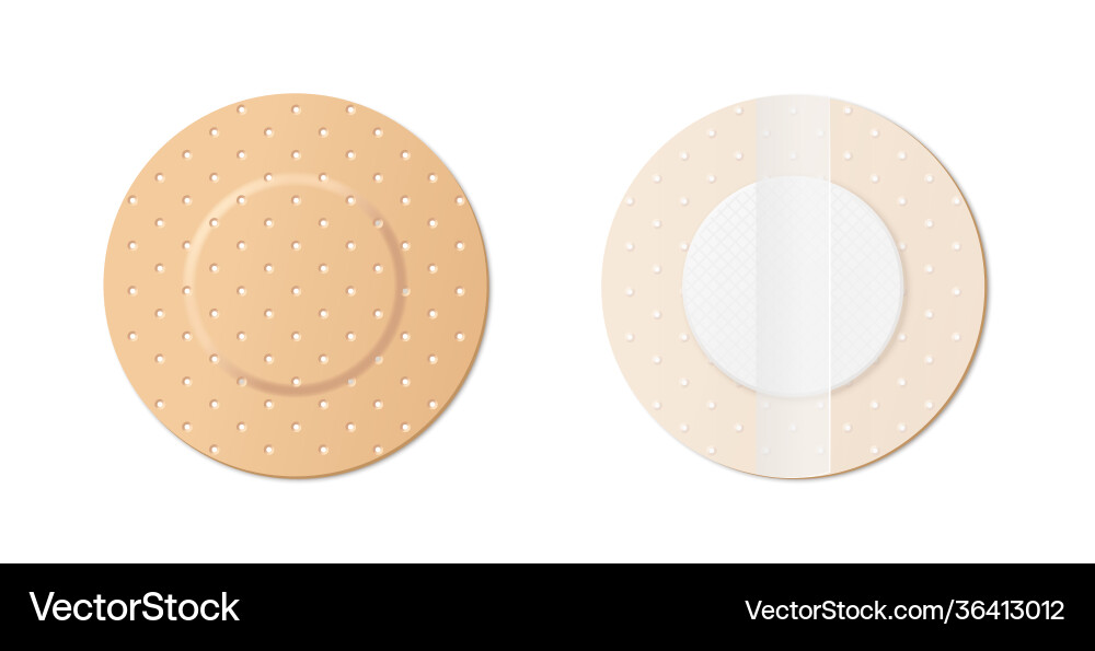 Medical patches round shape back and front view Vector Image