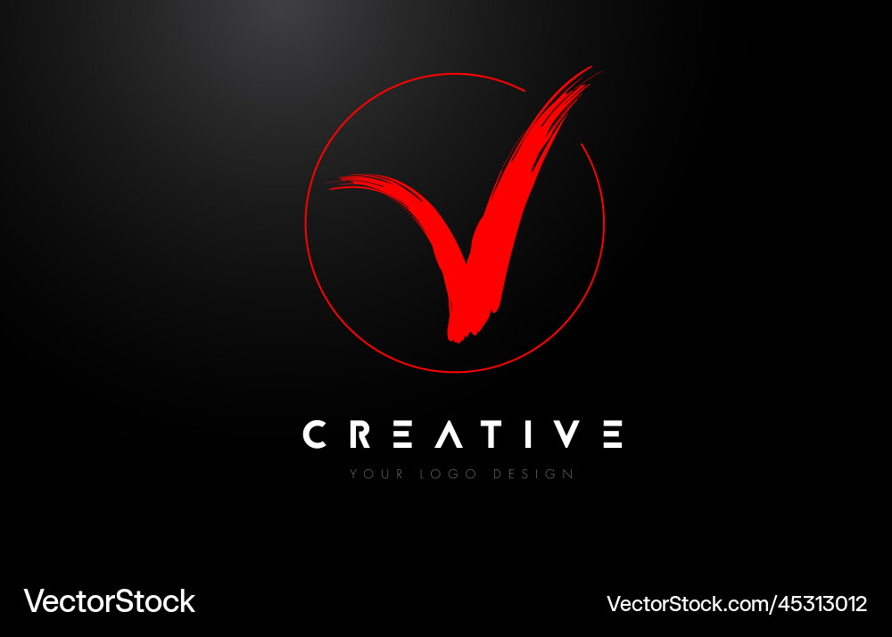 Red v brush letter logo design artistic Royalty Free Vector
