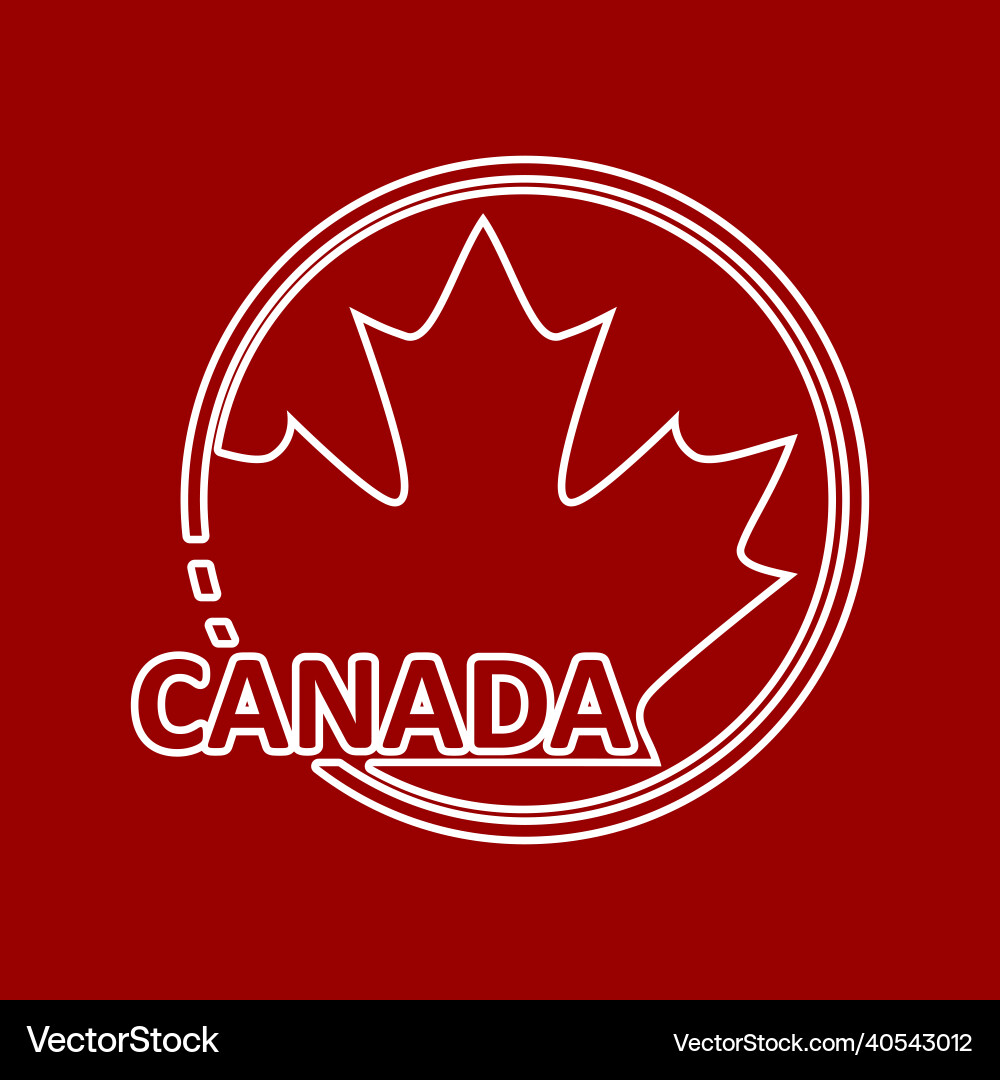 Round icon with canada country name and maple leaf