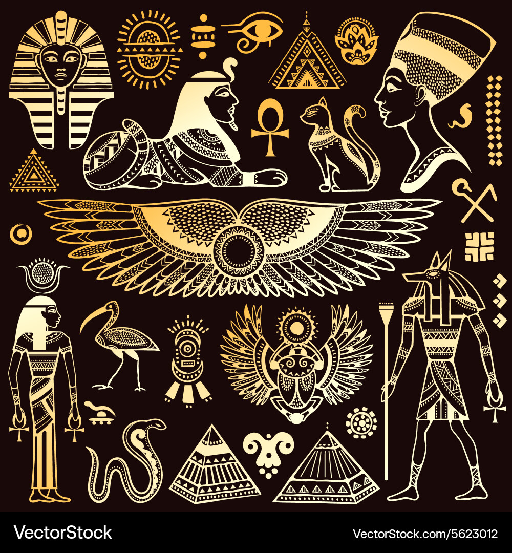 Set isolated egypt symbols Royalty Free Vector Image