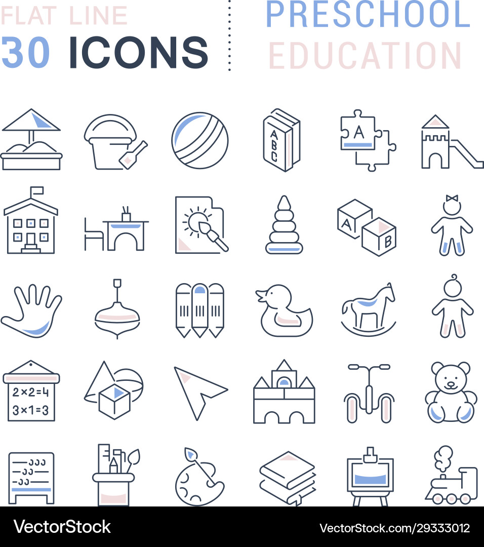 Set line icons preschool education Royalty Free Vector Image