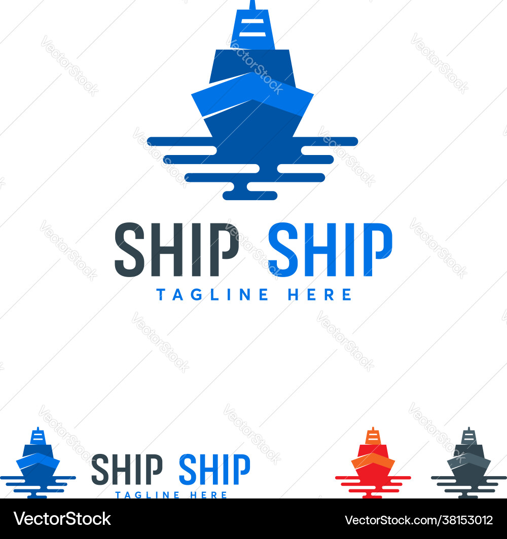 Schiffsreise Logo Design Konzept Transport Vektorbild