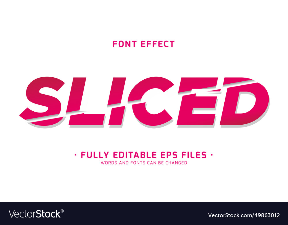 Sliced text effect editable font style Royalty Free Vector