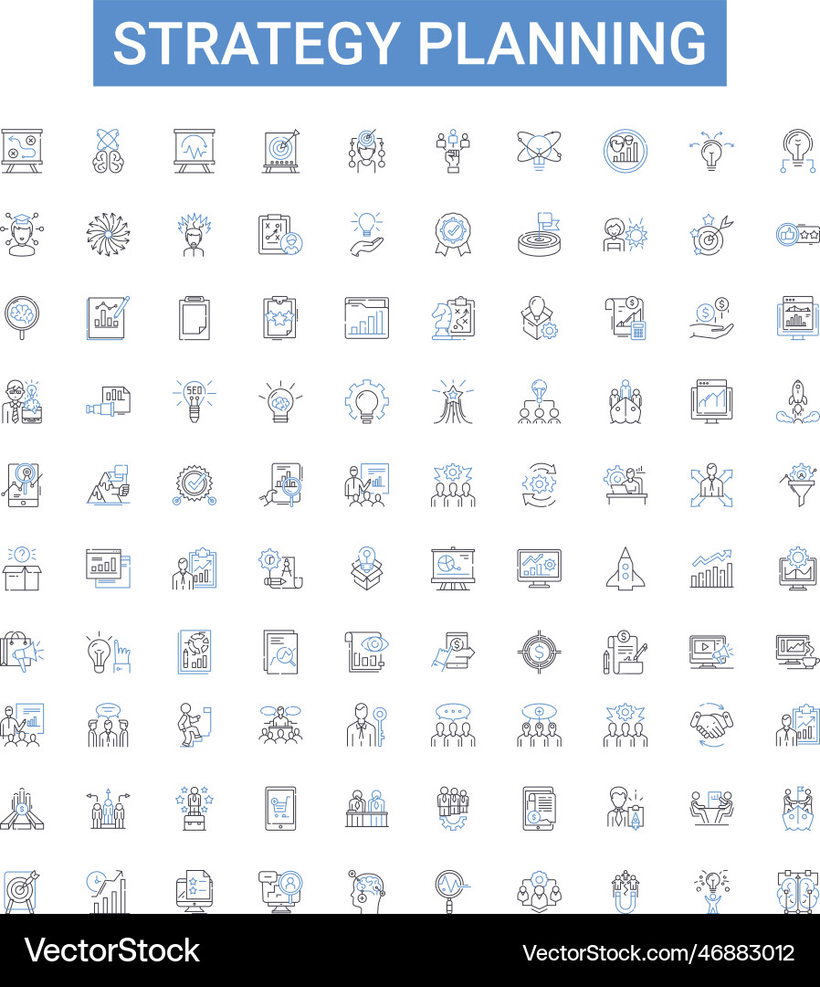 Strategy planning outline icons collection Vector Image
