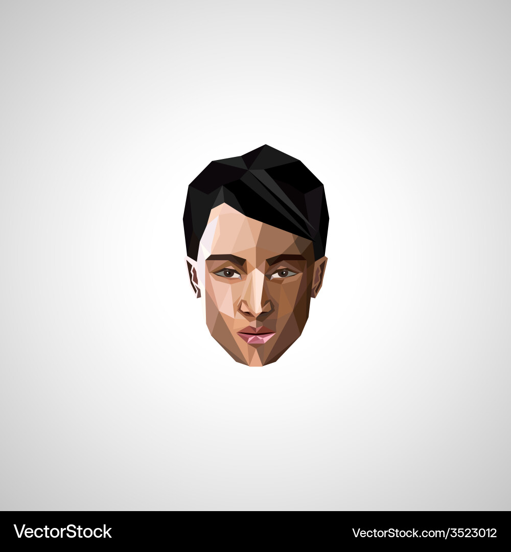 With an asian guy face in polygonal style Vector Image