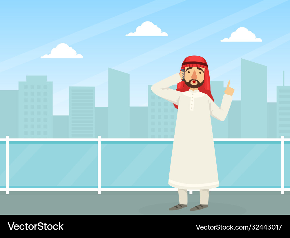 Arab businessman talking on phone arabic office Vector Image
