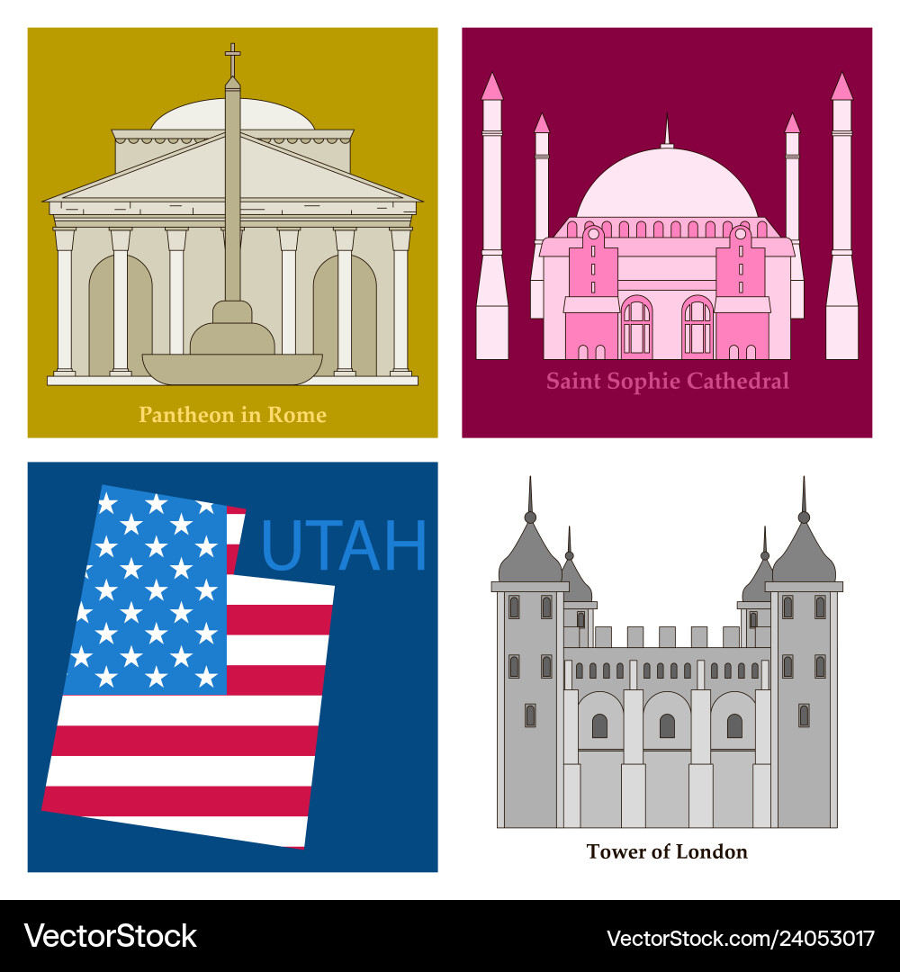 Famous place and monument around world Royalty Free Vector