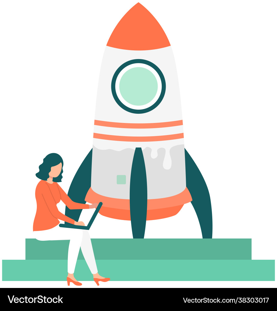 Female freelancer works with computer woman Vector Image