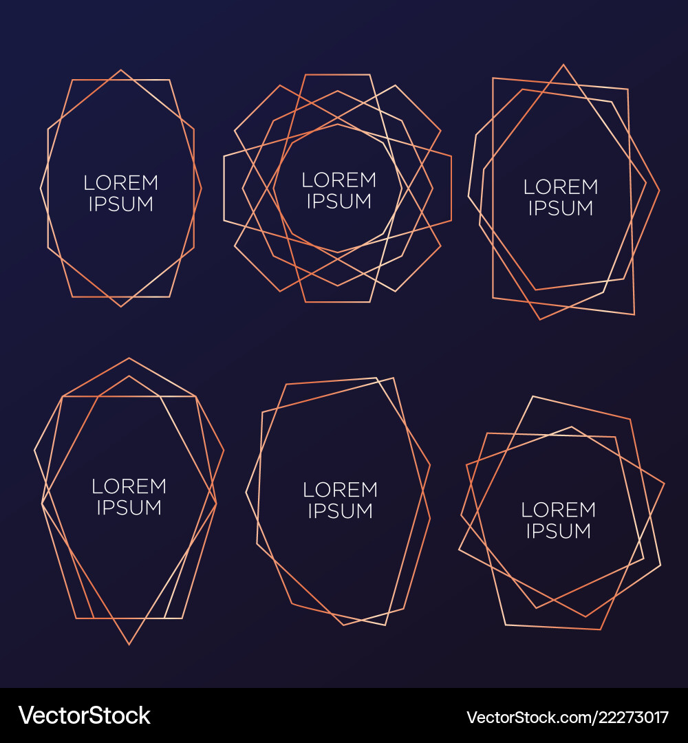 Gold collection geometrical polyhedron art Vector Image