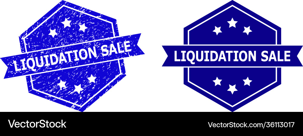 Hexagonal liquidation sale seal with grunged Vector Image