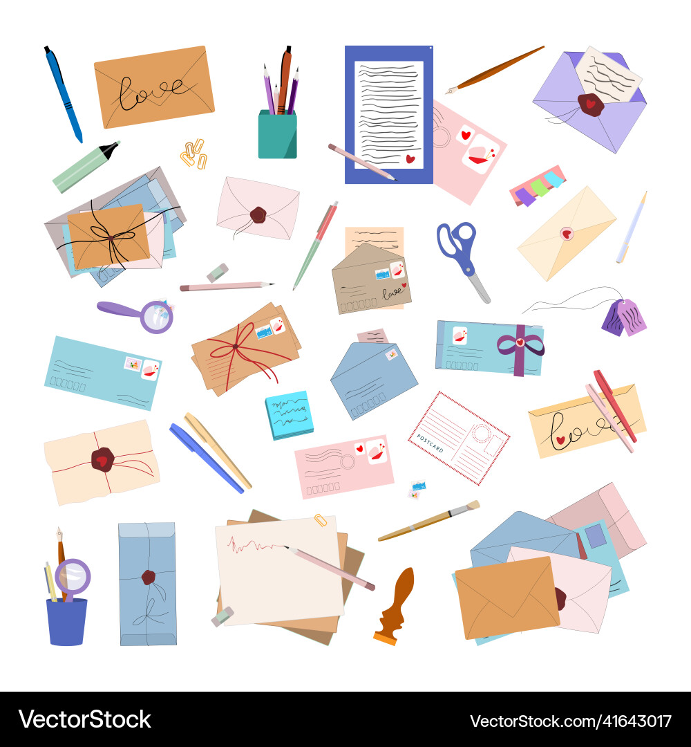 Set of envelopes and letters Royalty Free Vector Image