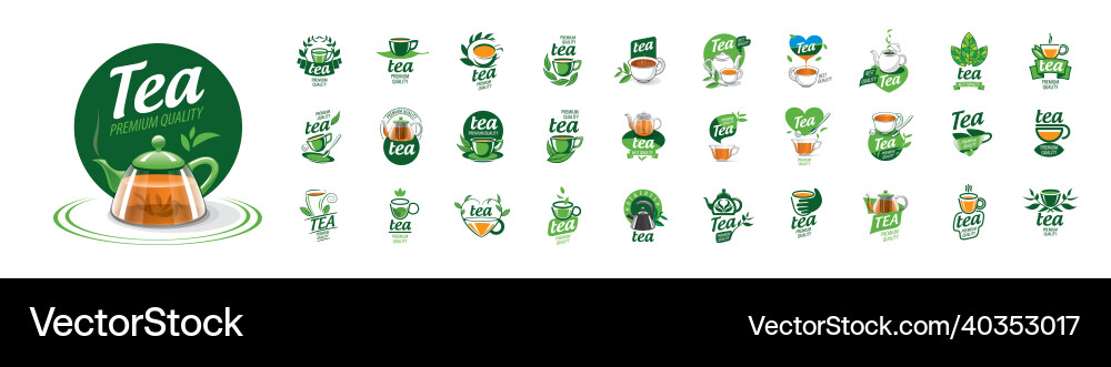 Set of tea logos on a white background Royalty Free Vector