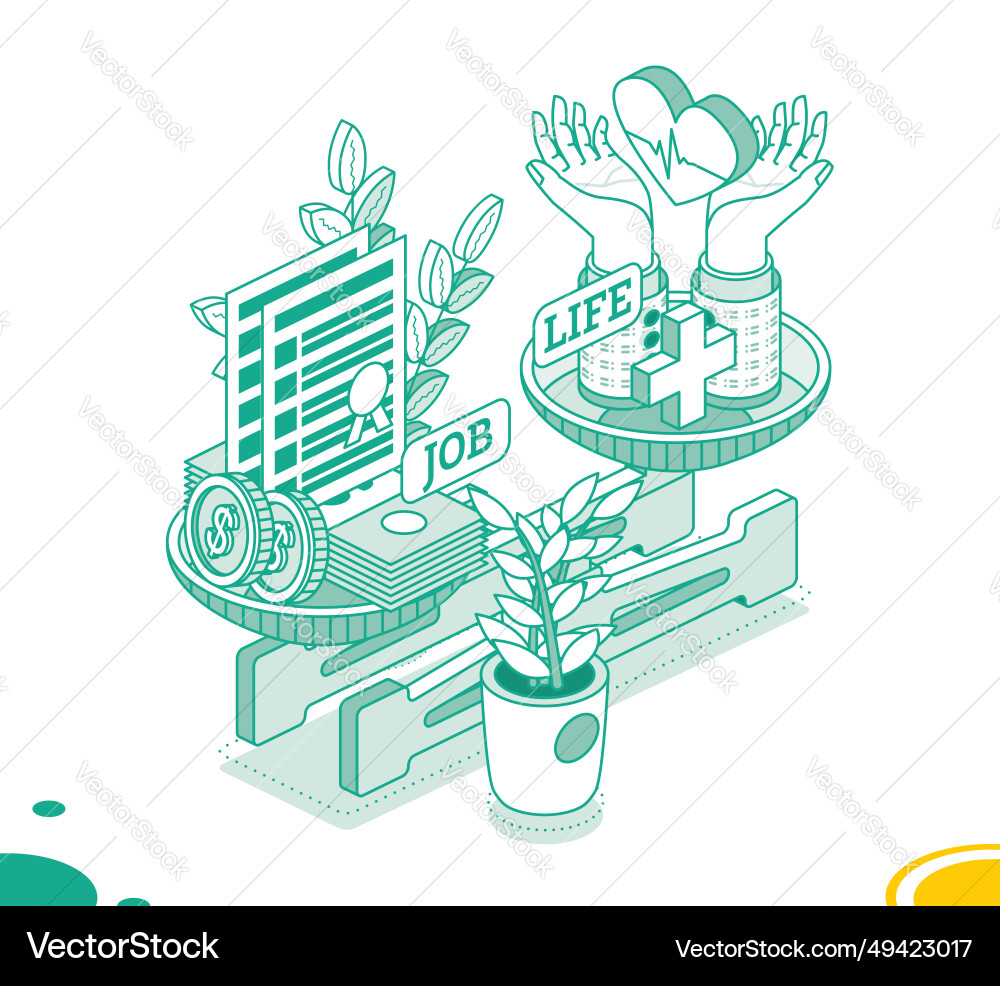 Work and life balance concept isometric Royalty Free Vector