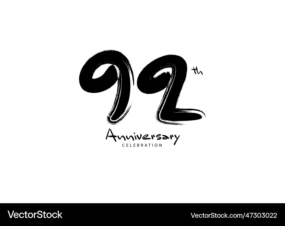 92 years anniversary celebration logo black Vector Image