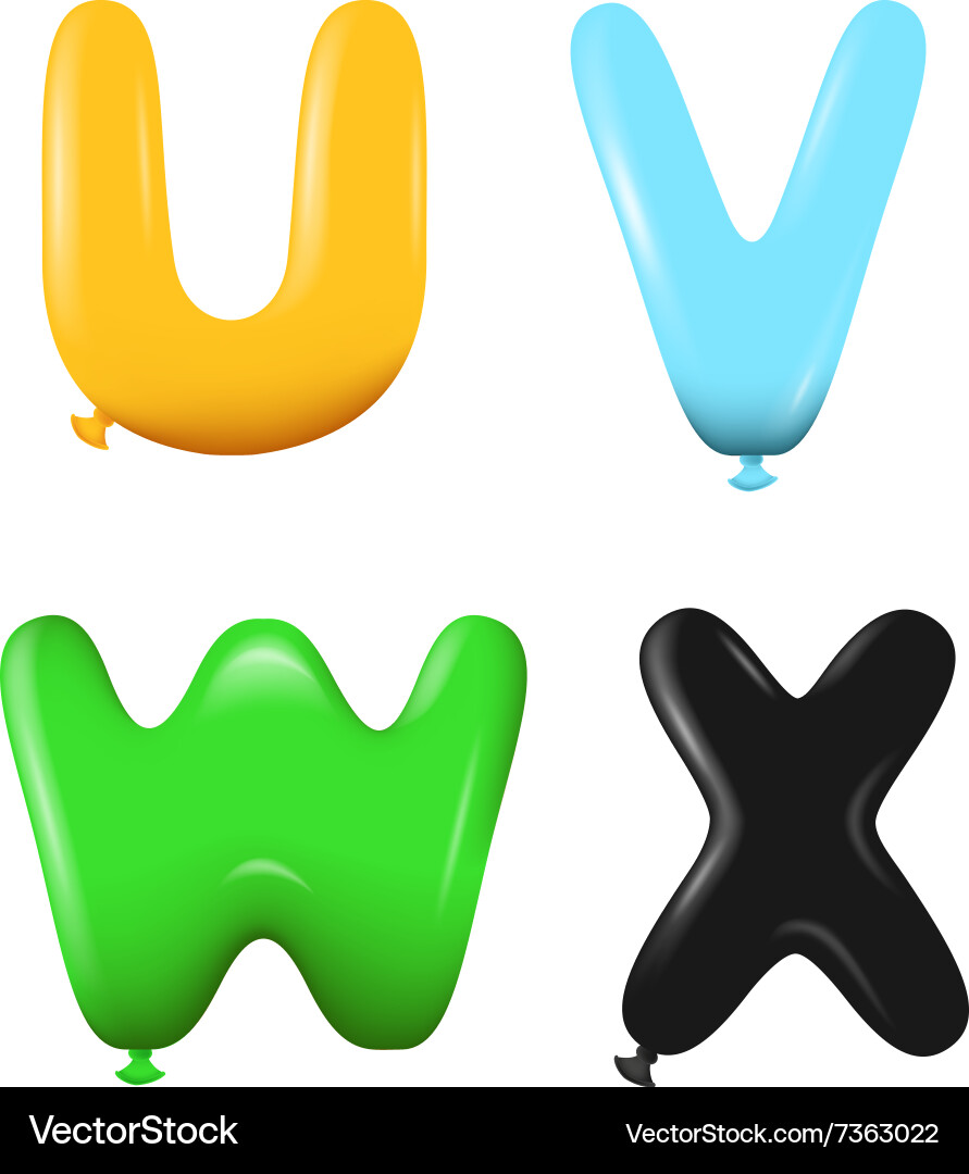 Alphabet letters uvwx colors Royalty Free Vector Image
