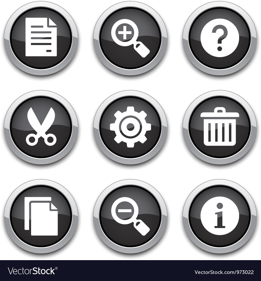 Black basic application buttons Royalty Free Vector Image