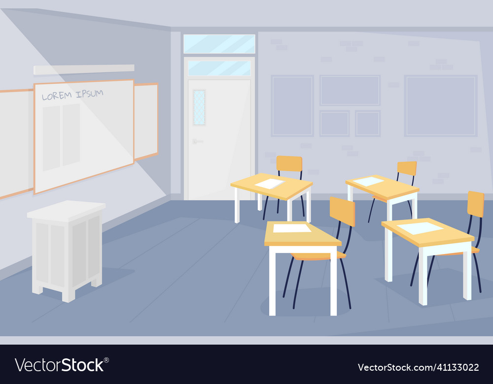 Empty classroom flat color Royalty Free Vector Image