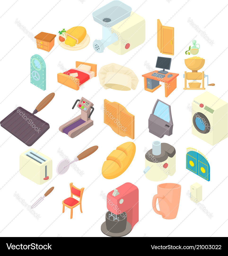 Grange icons set cartoon style Royalty Free Vector Image