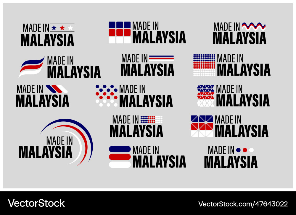 Made in malaysia graphic and label set Royalty Free Vector