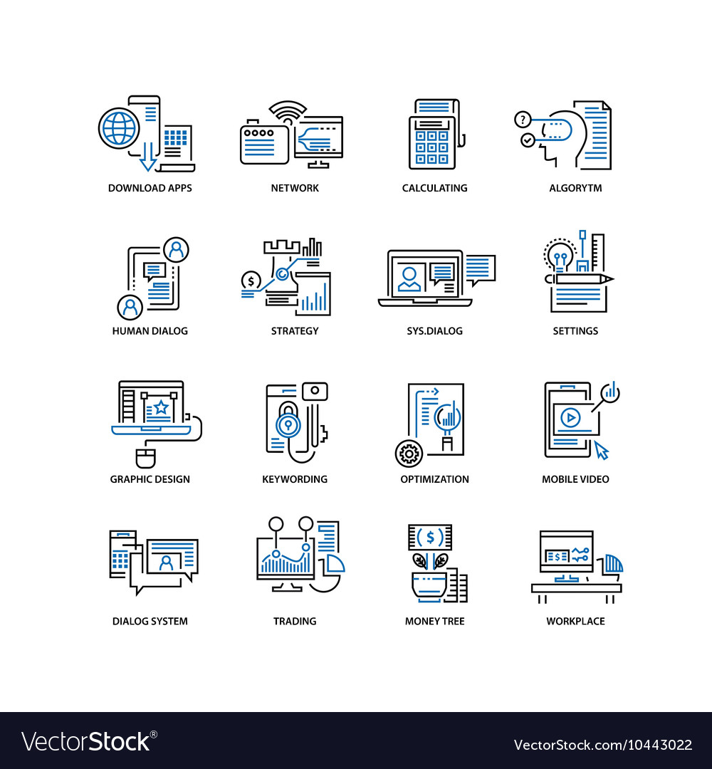 Modern thin line icons set for business Royalty Free Vector