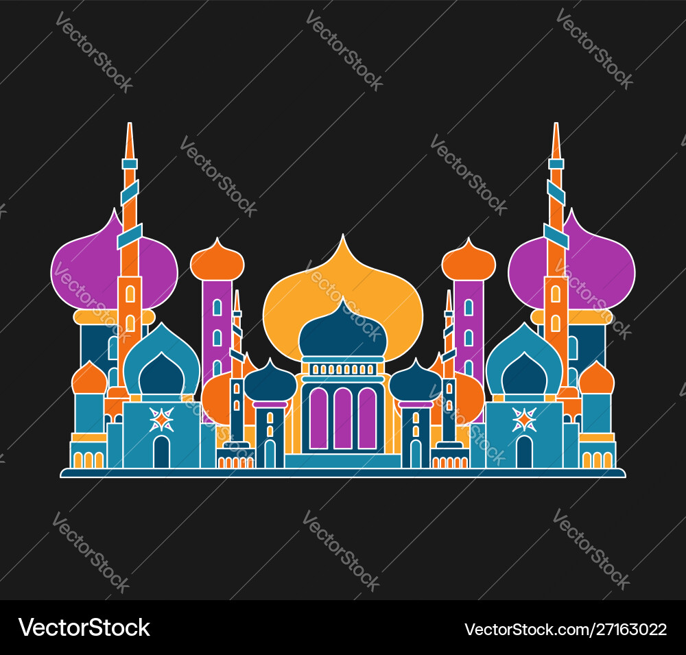 Mosque islamic religious building for muslim Vector Image