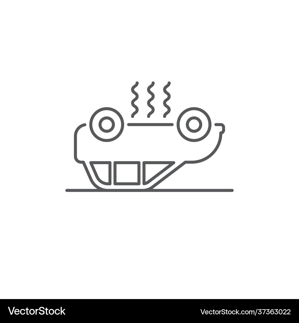 Overturned car icon filled flat sign for mobile Vector Image