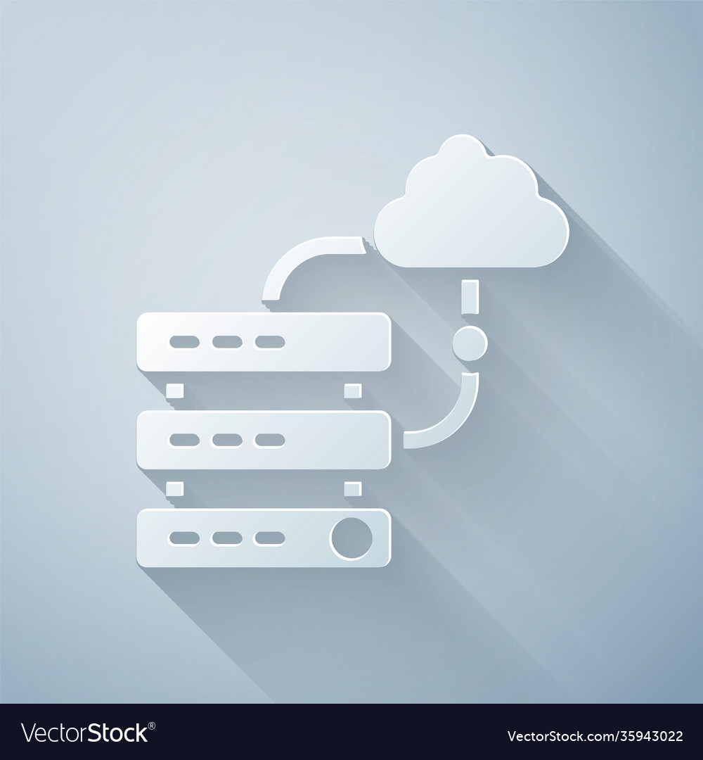 Paper cut network cloud connection icon isolated Vector Image
