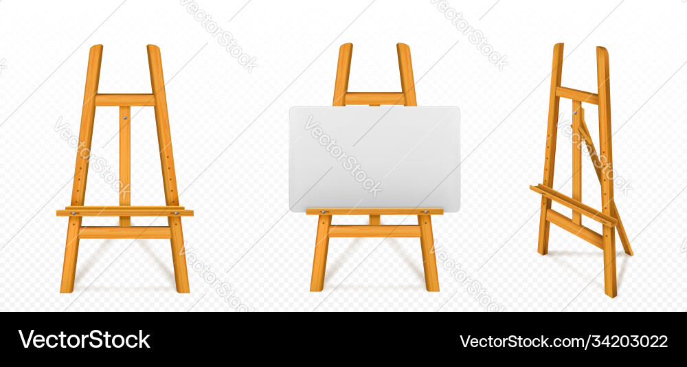 Realistic wooden easel with white canvas Vector Image