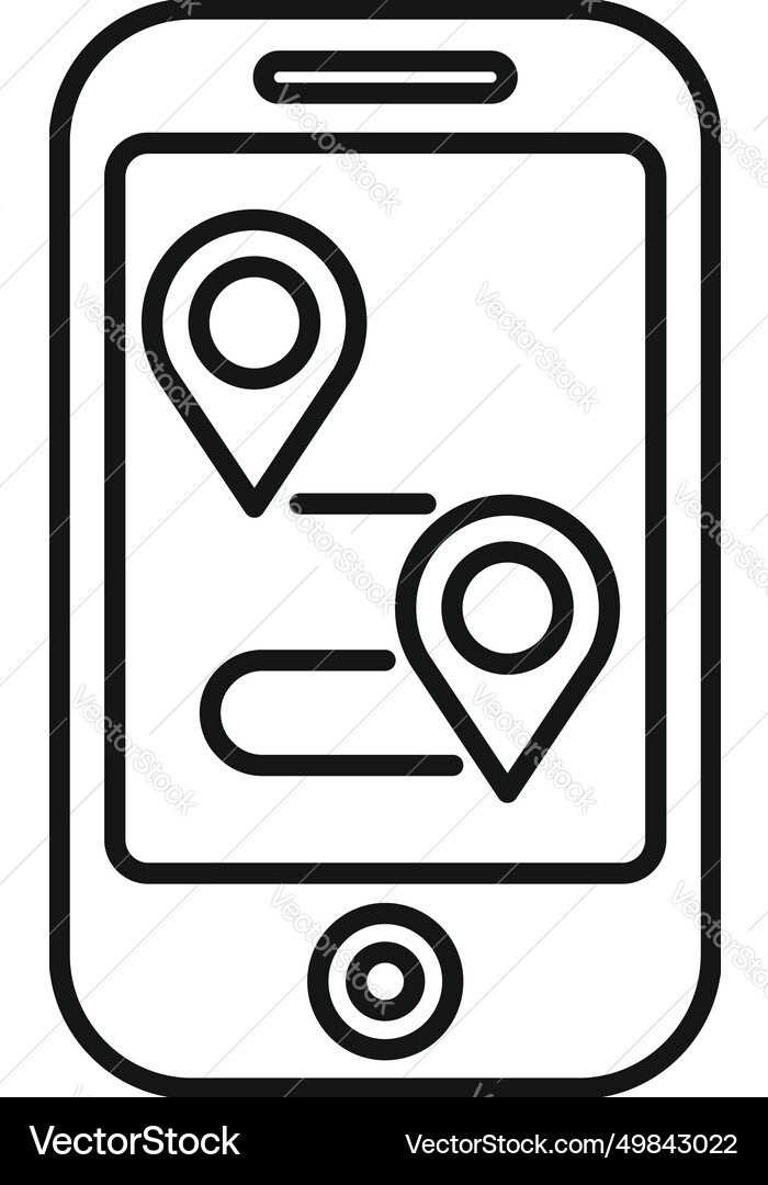 Runner route app on phone icon outline Royalty Free Vector