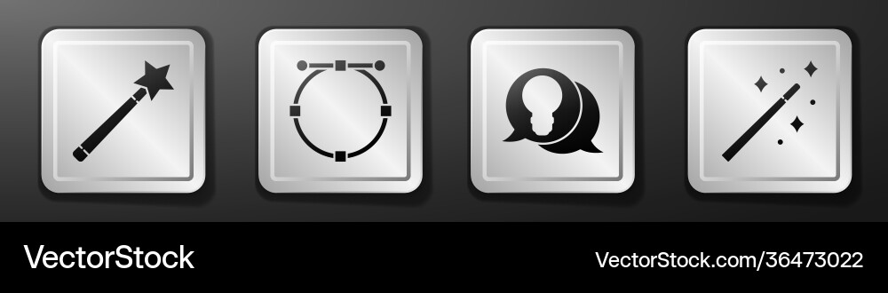 Set magic wand circle with bezier curve light Vector Image