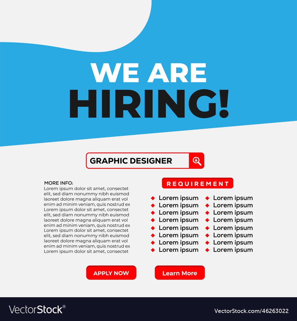 Were hiring banner design employee vacancy Vector Image
