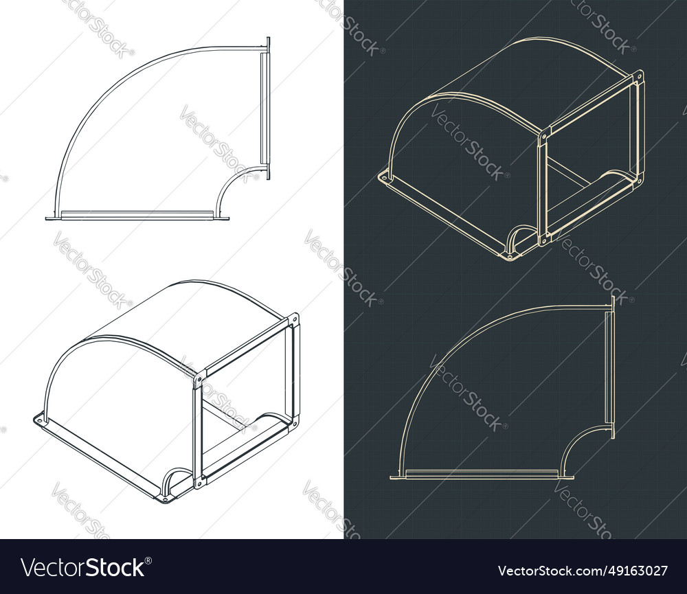 Angular duct pipe blueprints Royalty Free Vector Image