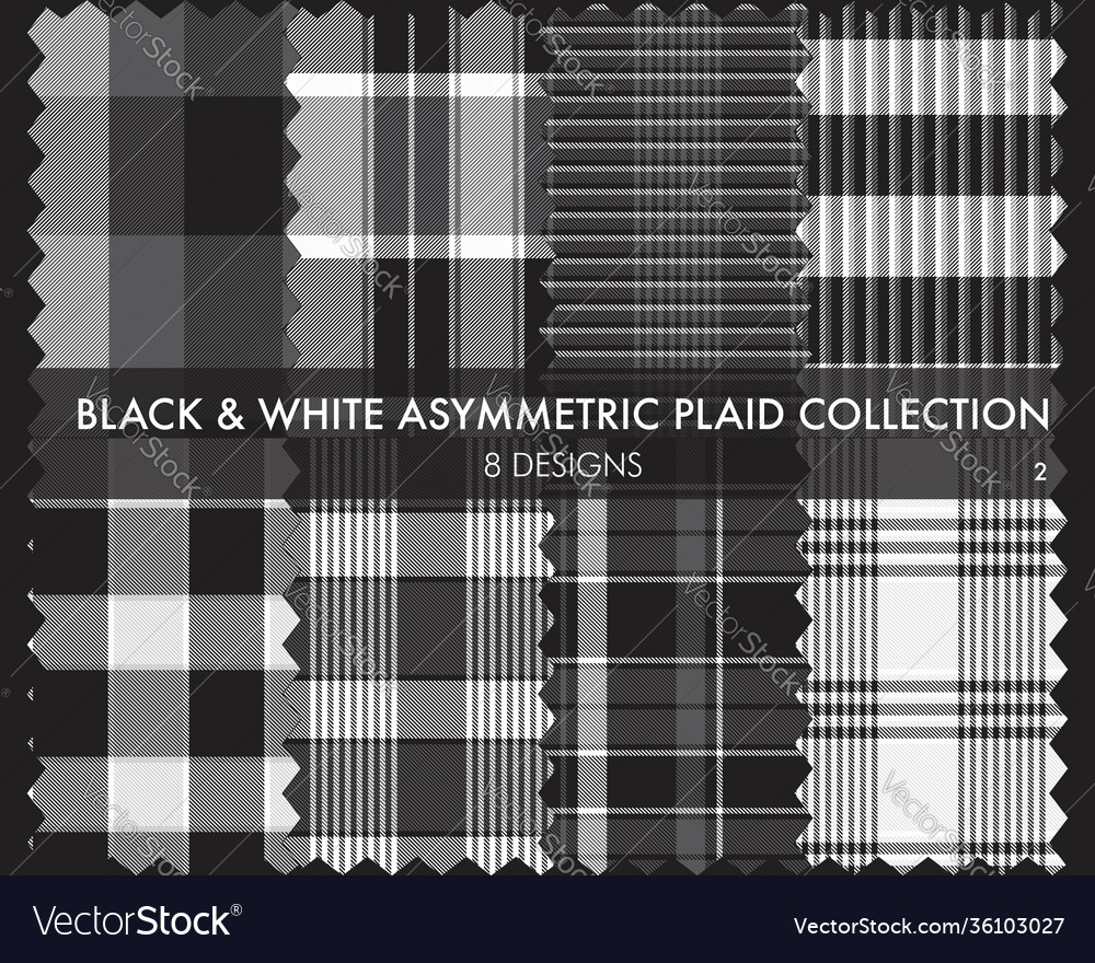 Black and white asymmetric plaid seamless pattern Vector Image