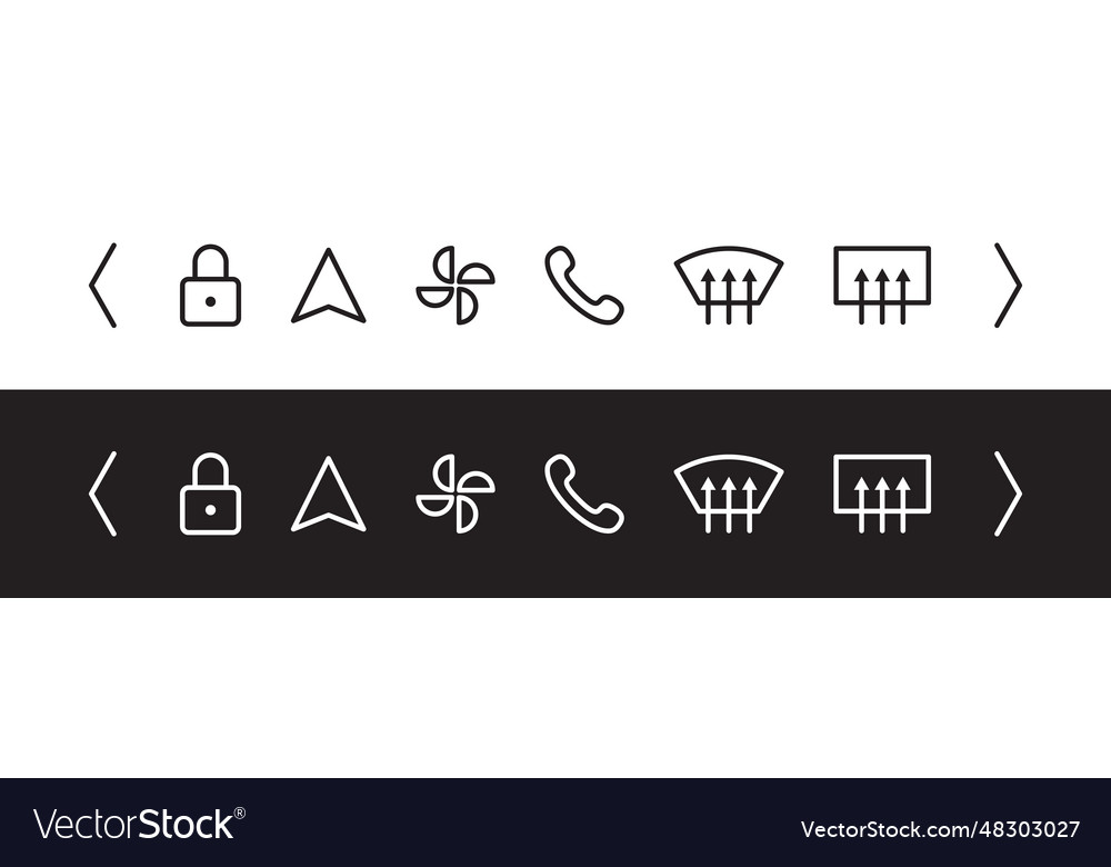 Car function icons set interface Royalty Free Vector Image