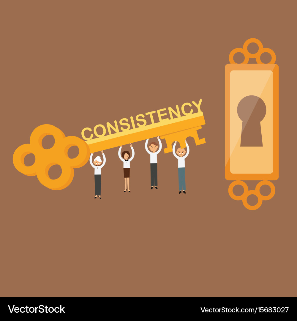 Consistency is the key concept of team work on Vector Image