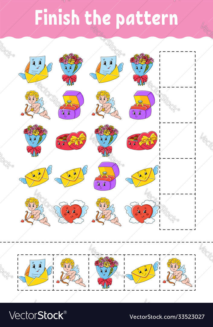 Finish pattern cut and play education Royalty Free Vector