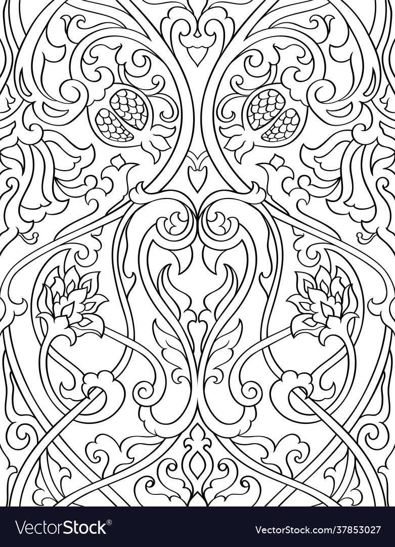 Floral medieval pattern Royalty Free Vector Image