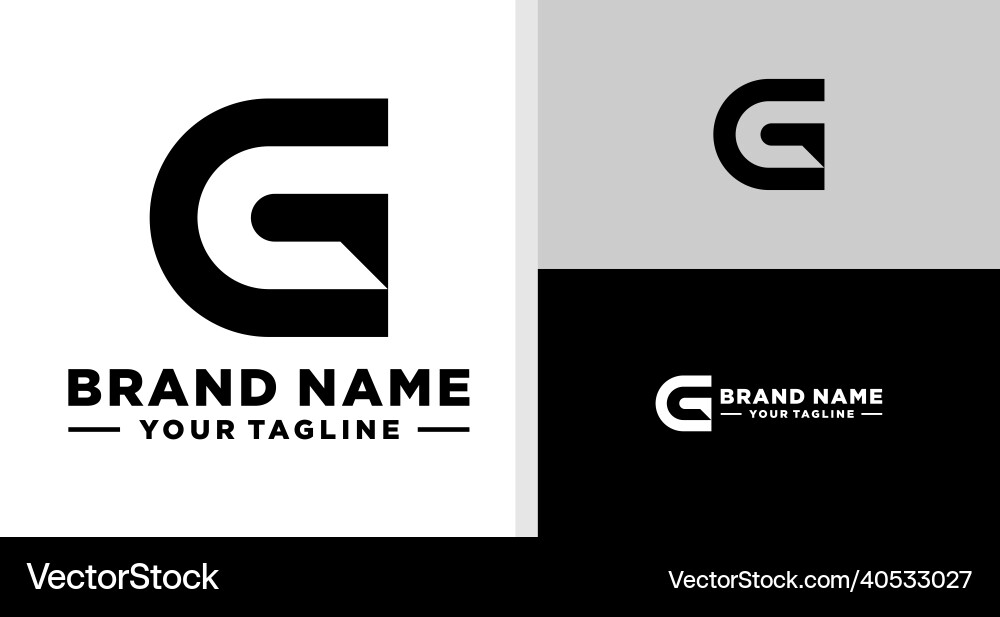 Gc logo monogram negative space editable Vector Image