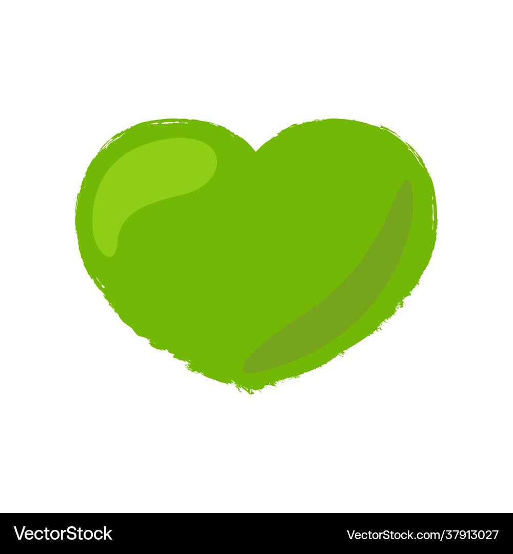 Green heart hand draw texture isolated on white Vector Image