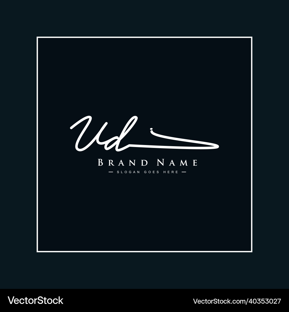 Initial letter ud logo - handwritten signature Vector Image
