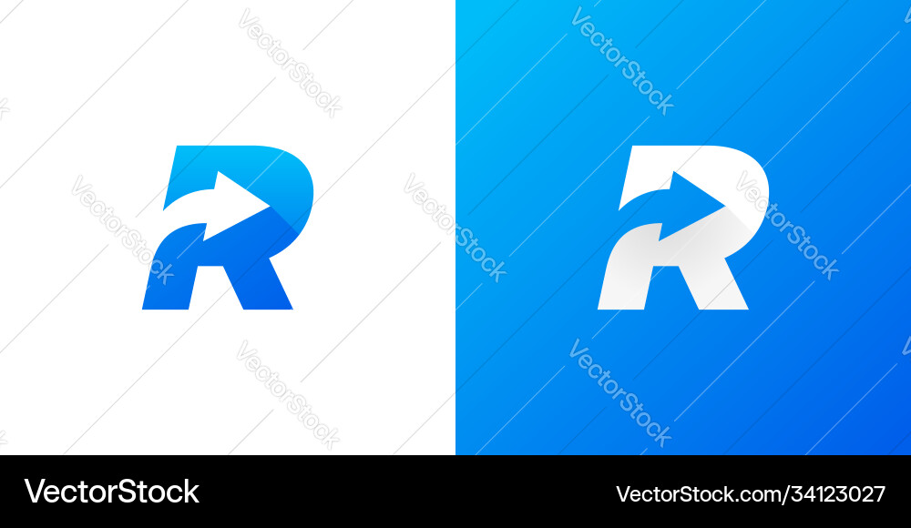 Letter r with arrow logo design Royalty Free Vector Image
