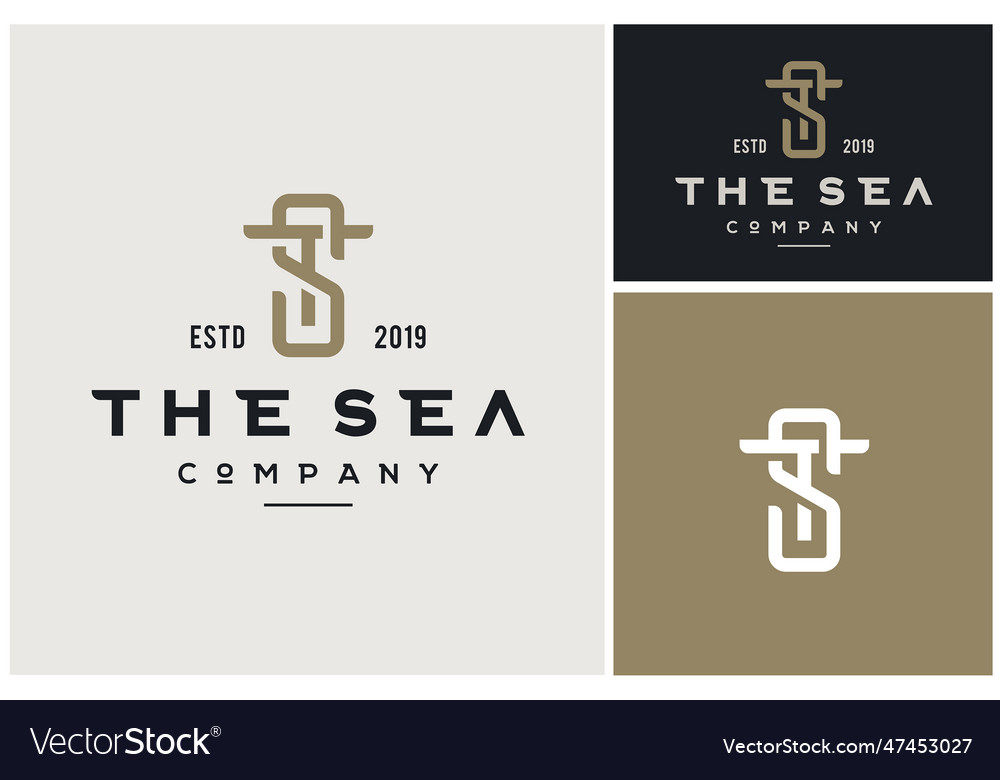 Monogram ts st vintage retro premium label logo Vector Image