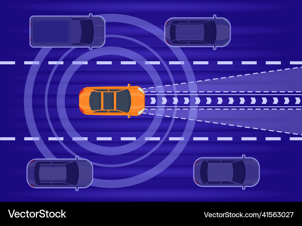 Smart autonomous car drive in traffic top view Vector Image