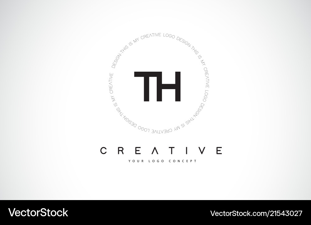 Th t h logo design with black and white creative Vector Image