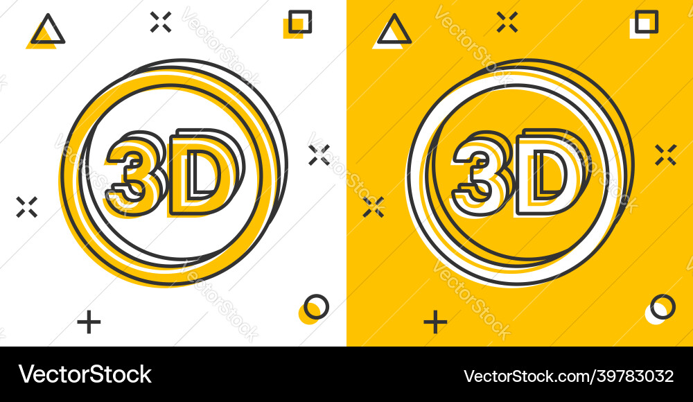 3d text icon in comic style word cartoon on white Vector Image