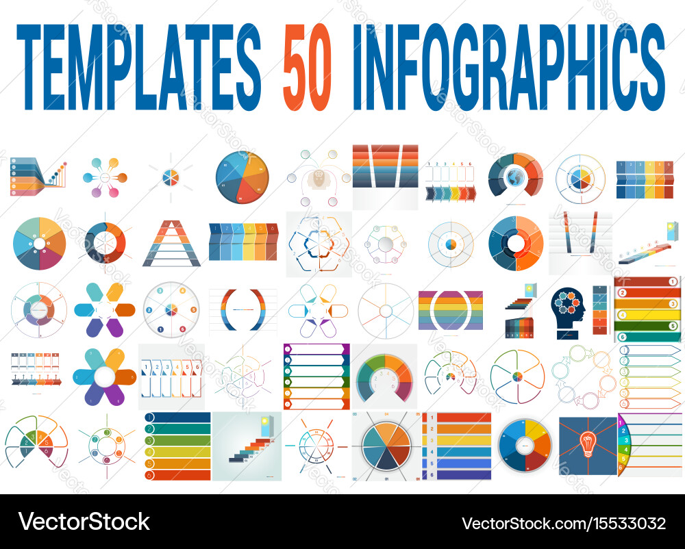 50 templates for infographics six positions Vector Image