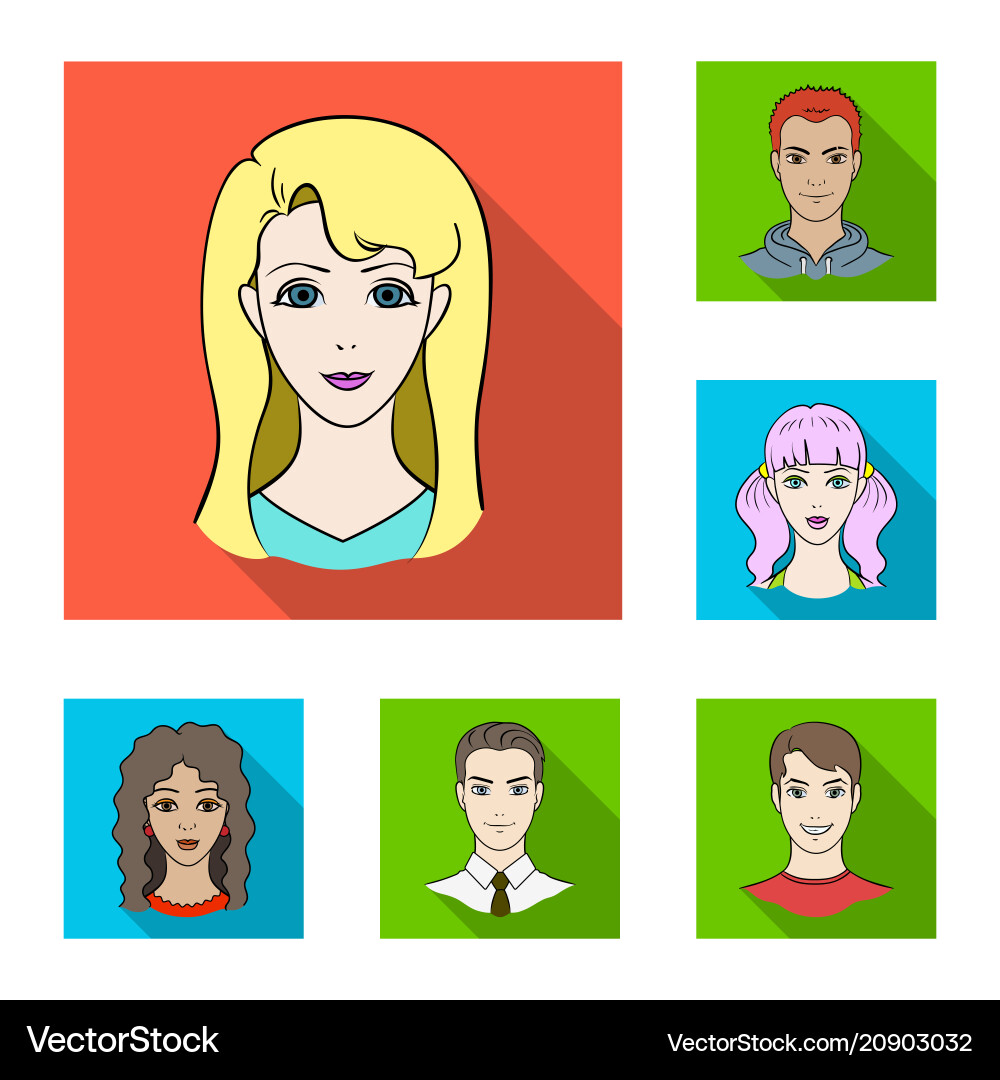 Avatar and face flat icons in set collection Vector Image