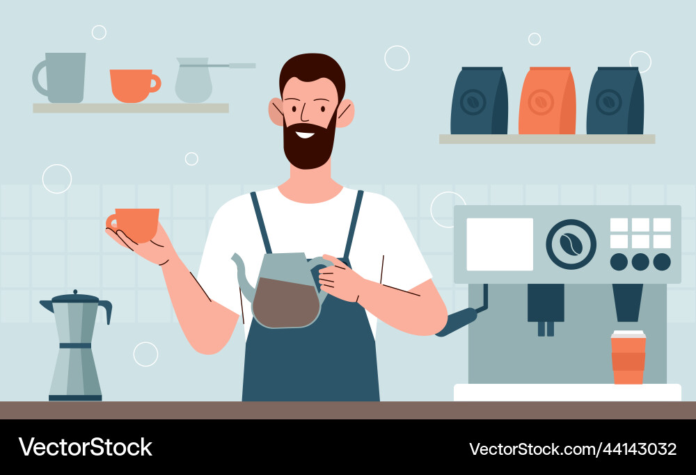 Barista at coffee shop Royalty Free Vector Image
